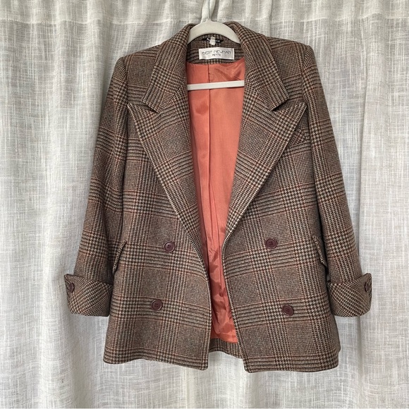 Bert Newman | Jackets & Coats | Vintage Bert Newman Brown Plaid Blazer ...